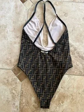Fendi | Swim | Fendi Ff Logo Plunge Onepiece Swimsuit In Brown And ...